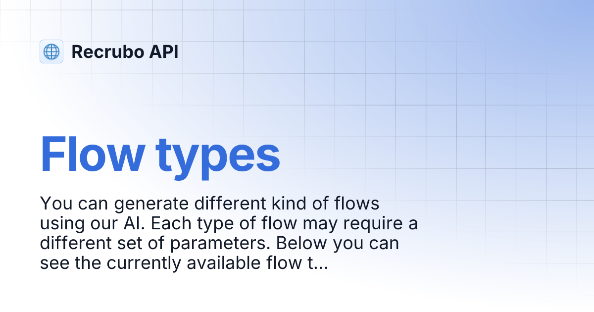 Flow types | Recrubo API
